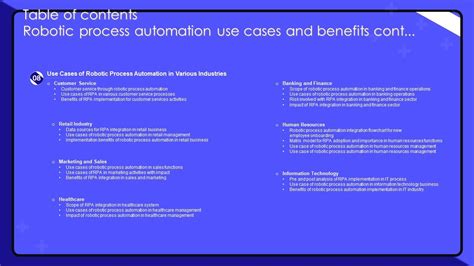 Table Of Contents Robotic Process Automation Use Cases And Benefits Ppt