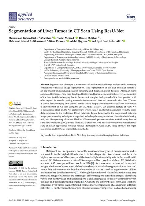 PDF Segmentation Of Liver Tumor In CT Scan Using ResU Net