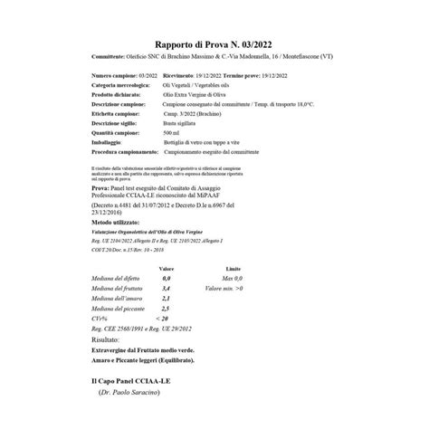 Olio Evo Olio Extravergine Di Oliva Oleificio Brachino 750 Ml