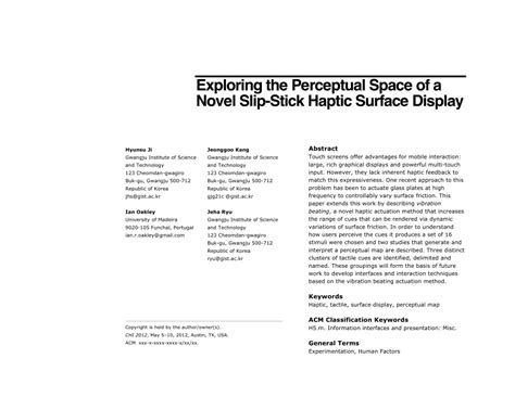 Pdf Exploring The Perceptual Space Of A Novel Slip Stick Haptic