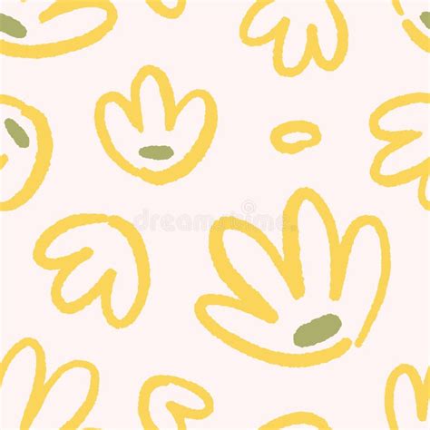 Seamless Floral Pattern Design Abstract Doodle Flowers Endless Background Repeating Print