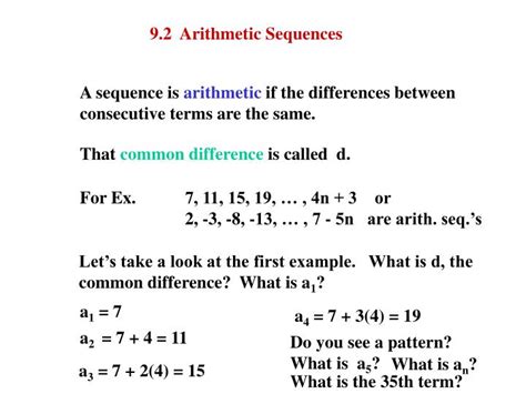 PPT Arithmetic Sequences And Partial Sums PowerPoint Presentation ID