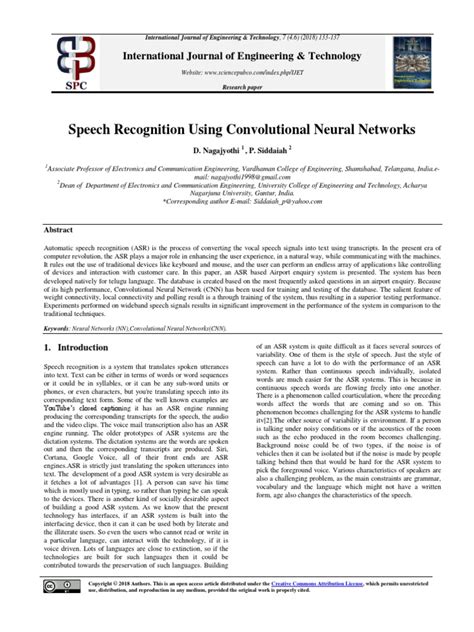 Speech Recognition Using Convolutional Neural Netw Pdf Speech