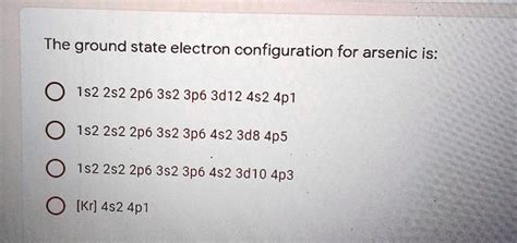 Electron Configuration Of Arsenic