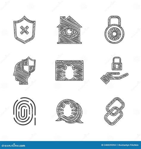 Set System Bug Chain Link Lock Hand Fingerprint Head With Shield Safe Combination Lock And