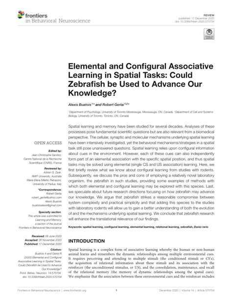 Pdf Elemental And Configural Associative Learning In Spatial Tasks