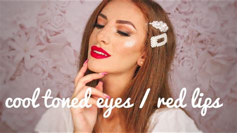 თვალის ჩრდილები ცივ ტონებში და წითელი ტუჩსაცხი Youtube