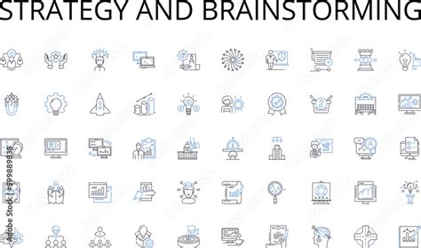 Strategy And Brainstorming Line Icons Collection Unity Comradeship Teamwork Bond Alliance