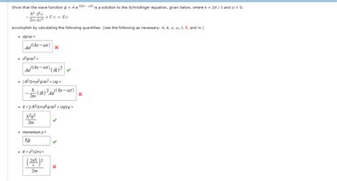 Solved Show that the wave function ψ A e Kkx et is a Chegg com