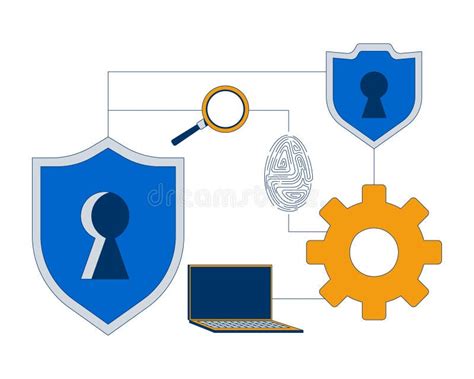 Cybersecurity Icons Connected Network 2d Illustration Concept Stock Vector Illustration Of