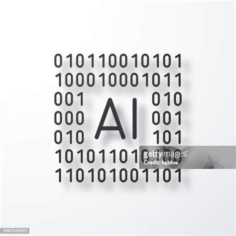 Artificial Intelligence Ai With Binary Code Line Icon With Shadow On White Background High Res