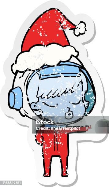 산타 모자를 쓰고 엄지손가락을 치켜세우는 예쁜 우주비행사 소녀의 손으로 그린 고민 스티커 만화 귀여운에 대한 스톡 벡터 아트 및 기타 이미지 Istock