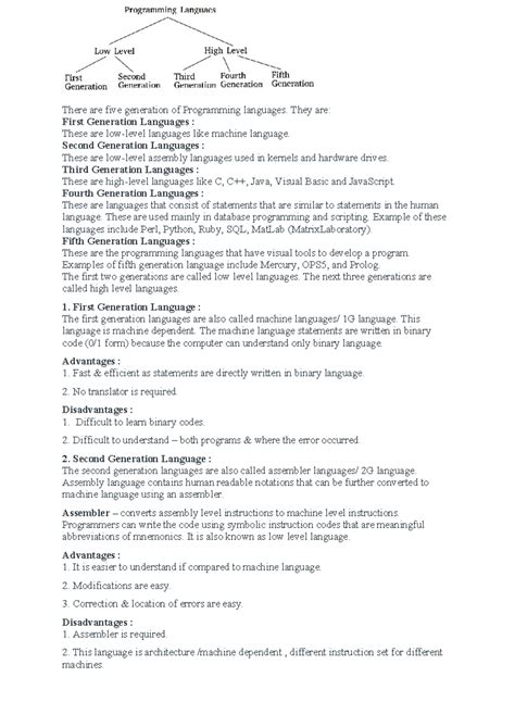 There Are Five Generation Of Programming Languages They Are First
