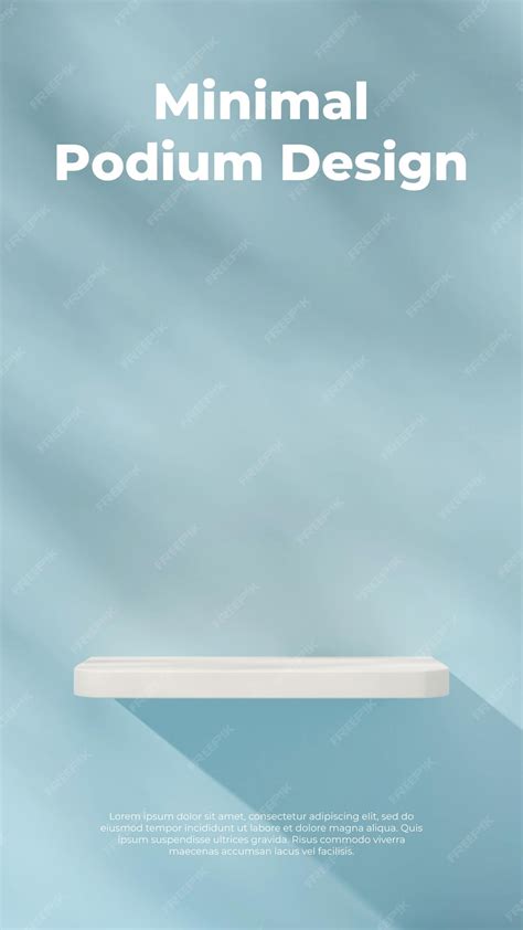 밝은 하늘색 연단 3d 렌더링이 있는 세로 흰색 연단의 빈 장면 프리미엄 Psd 파일