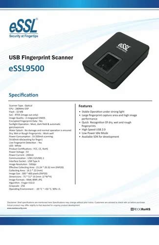 ESSL USB Fingerprint Scanner Optical Sensors At Piece In