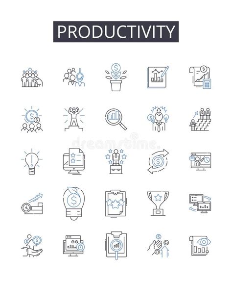 Productivity Line Icons Collection Efficiency Efficacy Effectiveness Performance