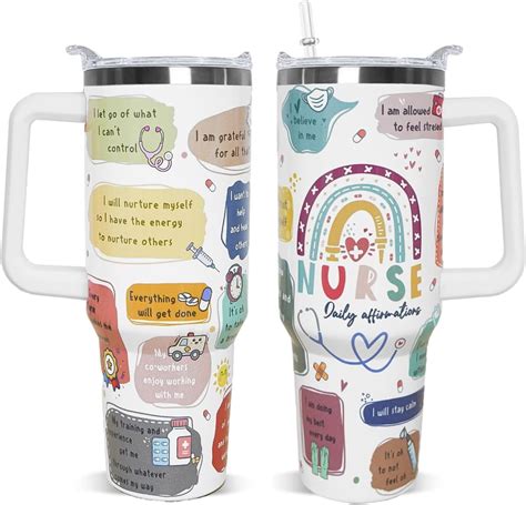 Nurses Ts Nurse Tumbler With Handle And Straw 40 Oz Nurse Cup Coffee Mugs Ts For Women