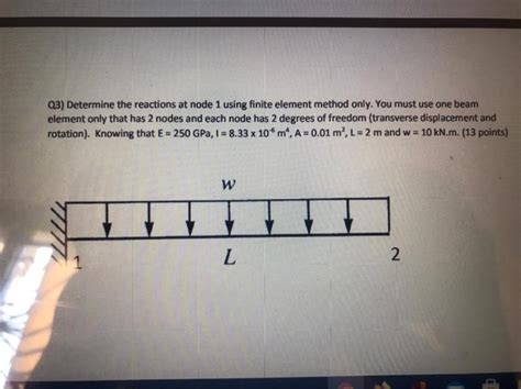Solved 23 Determine The Reactions At Node 1 Using Finite