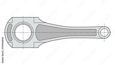 Reciprocating Compressor Drawing Showing An Api 618 Industrial Connecting Rod Stock Vector