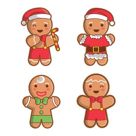 Premium Vector Cute Chibi Christmas Gingerbread Man Vector Illustration