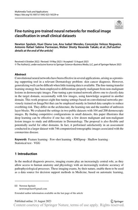 Fine Tuning Pre Trained Neural Networks For Medical Image Classification In Small Clinical