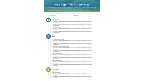 One Pager Thesis Statement PowerPoint Slide PPT Template