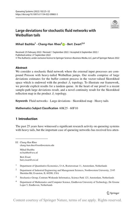 Large Deviations For Stochastic Fluid Networks With Weibullian Tails