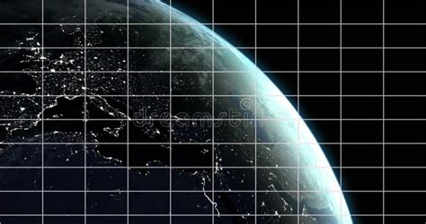 Animation Of Arrow On Grid Pattern And Rotating Globe Over Black