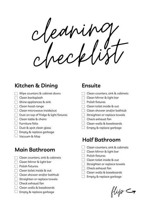 Residential Cleaning Service Checklist Forms