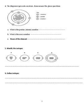 EDXECEL IGCSE CHEMISTRY WORK SHEET ATOMIC STRUCTURE By IGCSE CHEM STORE
