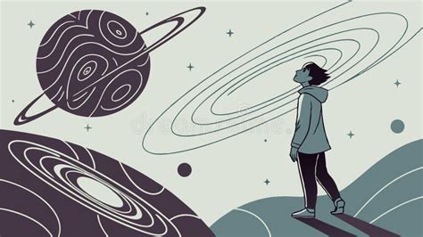 Astronaut Looking At Planet Space Exploration And Cosmic Discovery Future Vision Vector Design