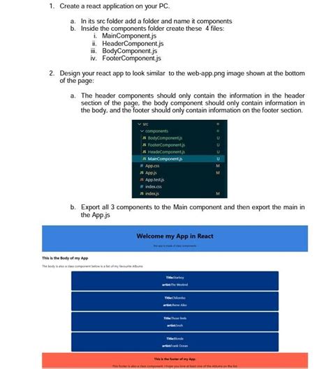 Solved 1 Create A React Application On Your Pc A In Its