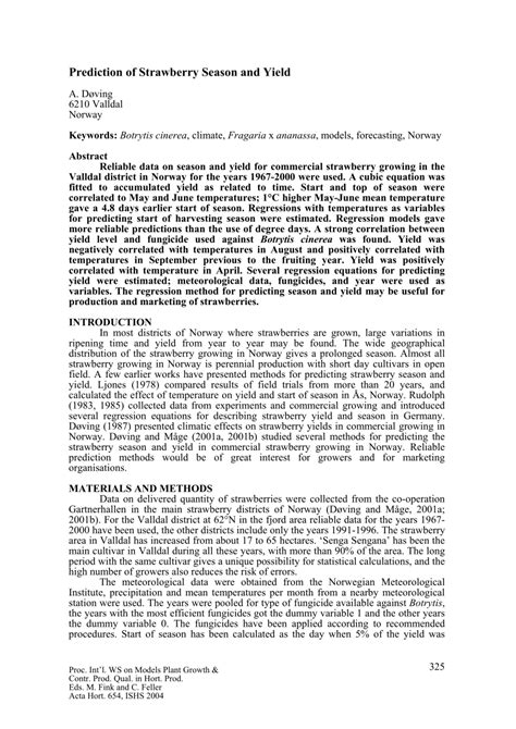 Pdf Prediction Of Strawberry Season And Yield