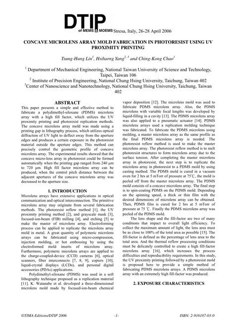 Pdf Concave Microlens Array Mold Fabrication In Photoresist Using Uv Proximity Printing