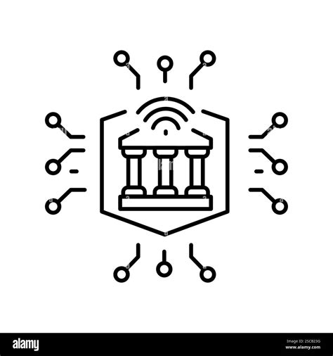 E Government Black Line Icon Vector Isolated Element Editable Stroke Stock Vector Image And Art