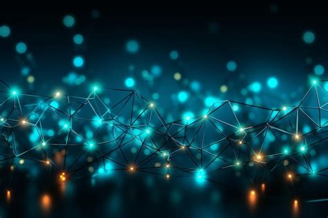 Premium Photo Abstract Blue Background With Interweaving Of Colored Dots And Lines Network