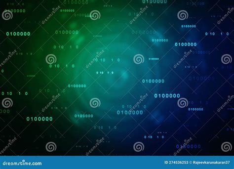 Flowing Number One And Zero Text In Binary Code Format In Technology Background Stock