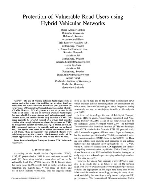 Pdf Protection Of Vulnerable Road Users Using Hybrid Vehicular Networks