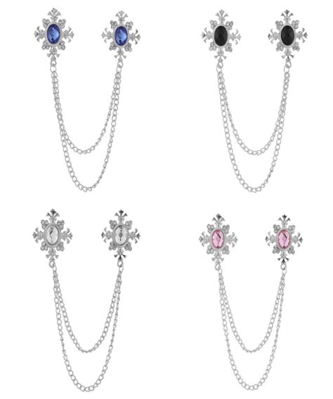 당일출고색상추가 크리스탈 더블 체인 브로치 레이어드 뱃지 스톤 가방 패션 장식 악세사리 유니크 고딕 빈티지 엔틱 힙한 스트릿 파티 소품 에이블리