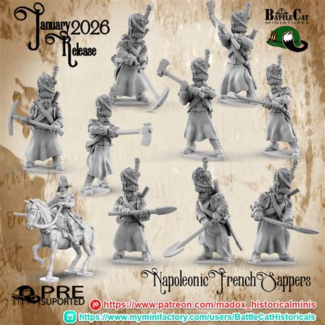 3d Printable Napoleonic French Sappers By Battlecat Miniatures