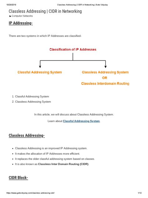 classless addressing cidr in networking pdf ip address computer architecture