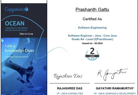 Gattu Prashanth On Linkedin Excited To Announce I Have Earned A New Certificate In Capgemini Java