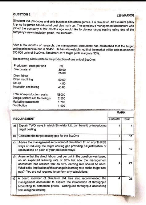 solved question 2 [25 marks] simulator ltd produces and