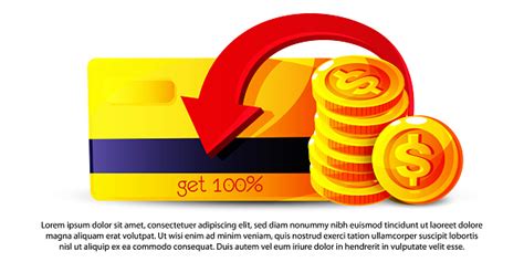 캐쉬백 머니 개념 만화 스타일의 재정적 수익 금화가있는 은행 카드와 텍스트를위한 공간이있는 고립 된 흰색 배경에 반환 화살표가 있습니다 0명에 대한 스톡 벡터 아트 및 기타
