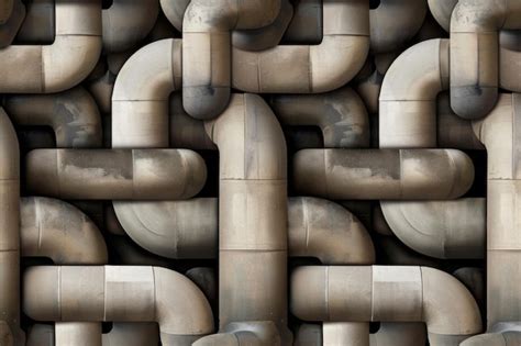 Industrial Interlocking Pipes In A Seamless Metallic Pattern Premium Ai Generated Image
