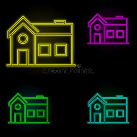 House Neon Color Set Icon Simple Thin Line Outline Vector Of Building Landmarks Icons For Ui