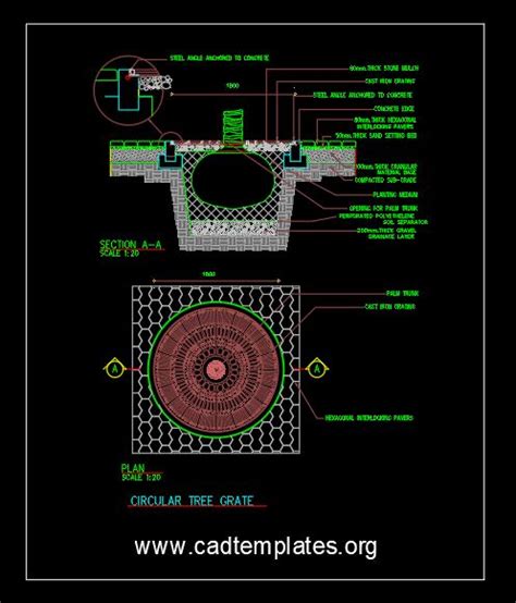 Circular Tree Grate Details Cad Template Dwg Cad Templates