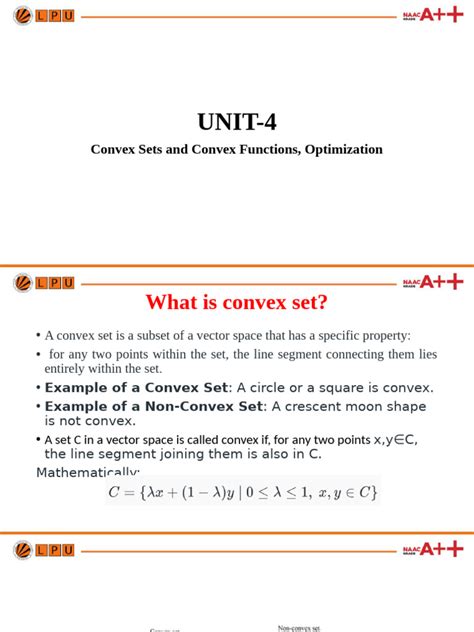 Unit4 Convex Sets And Convex Functions Optimization Pdf