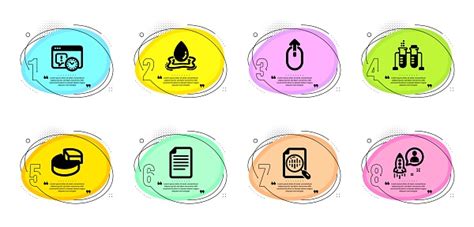 화학 비커 시작 및 아이콘 세트를 스 와이프합니다 원형 차트 파일 및 분석 차트 표지판 벡터 공란에 대한 스톡 벡터 아트 및