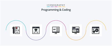 Programming And Coding Line Filled Flat 5 Icon Pack Including Coding App Develop Development